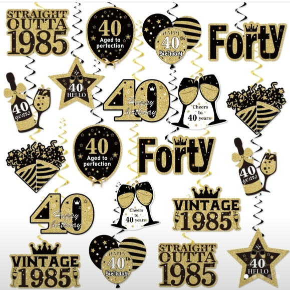 Party Supplies | 4th Birthday 1985 Gold And Black Party Decorations Set ...